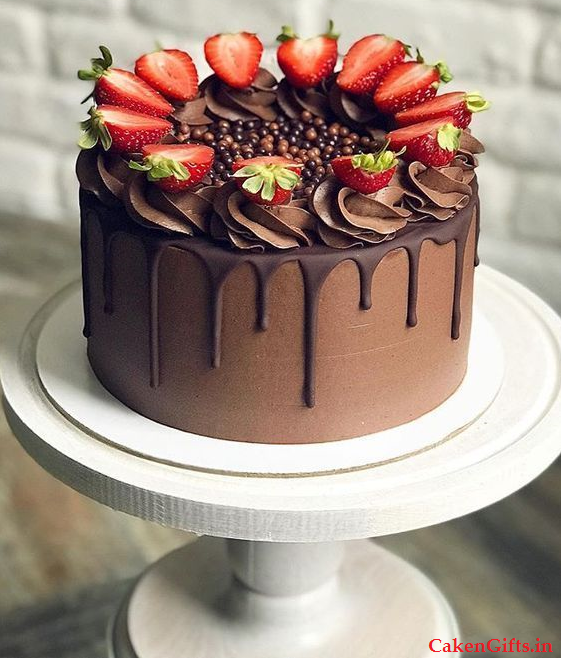 Dark-choco-cake-with-cherry - CakenGifts.in